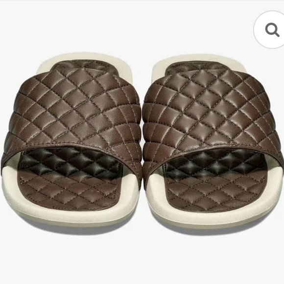 APL | Shoes | Nib Apl Lusso Quilted Chocolate Brown Leather Slides Mens ...